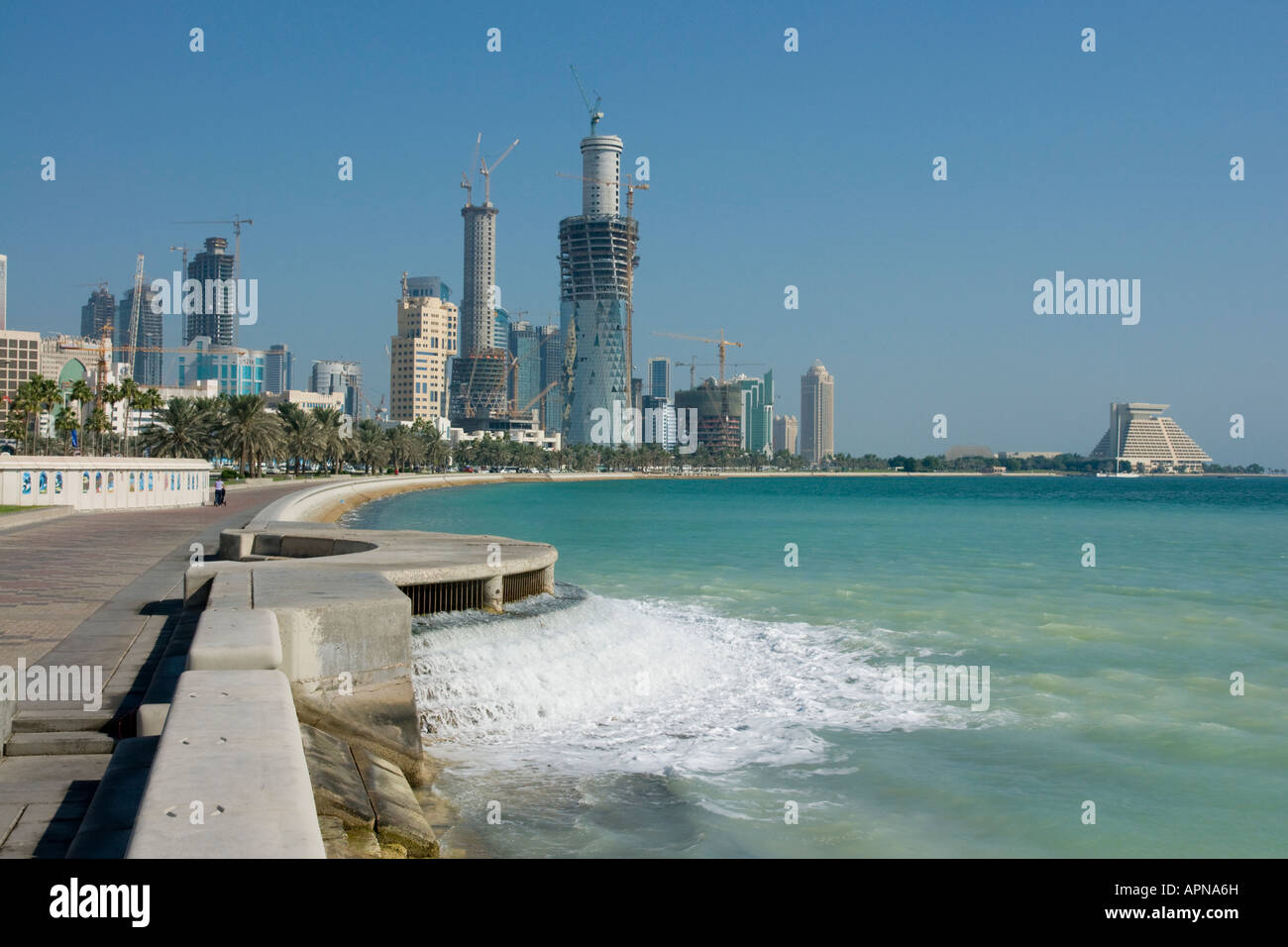 Middle east Qatar Doha bay waterfront Stock Photo - Alamy