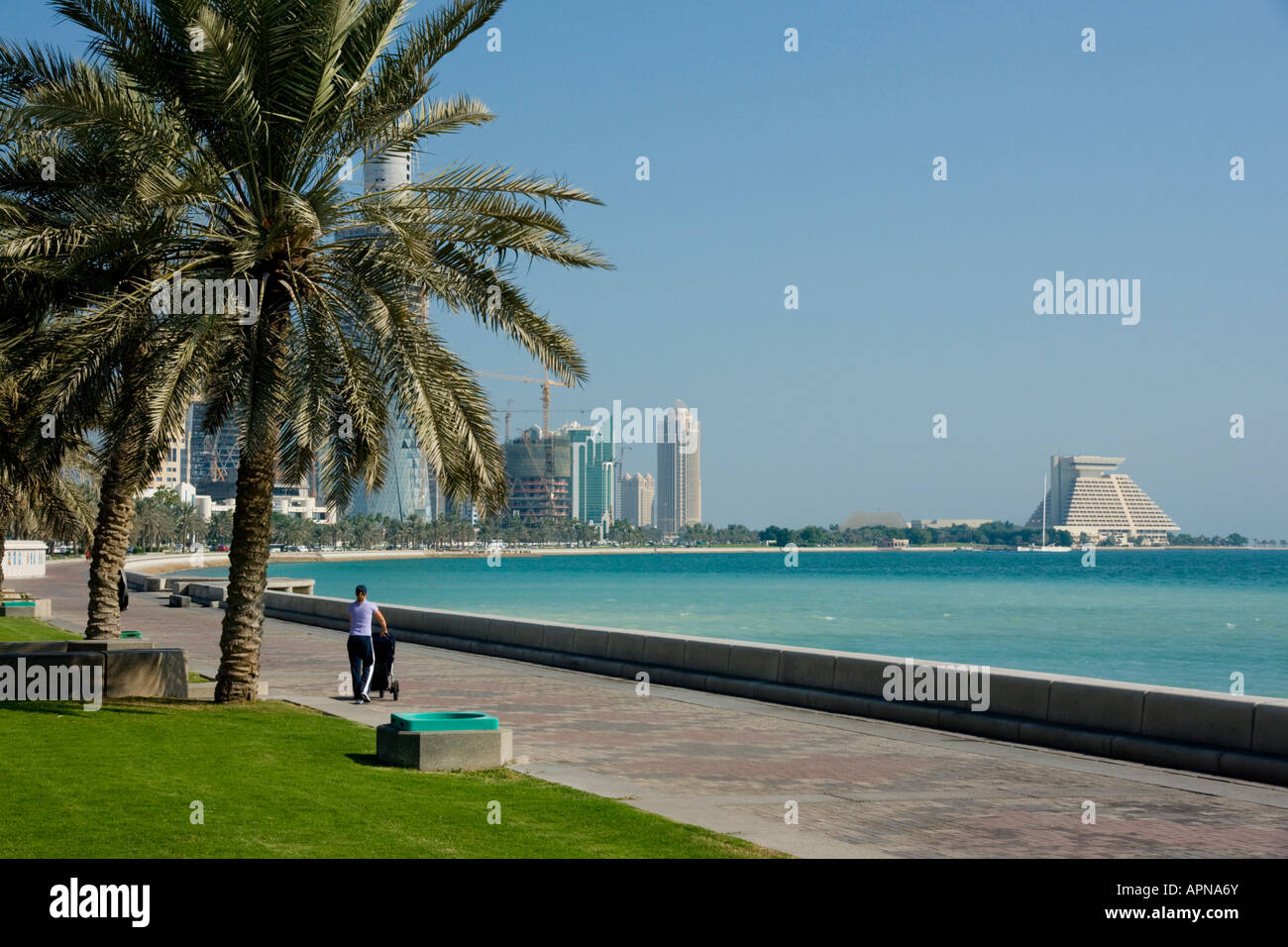 Middle east Qatar Doha bay waterfront Stock Photo - Alamy