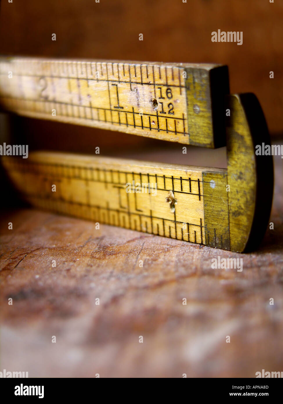 Old Fashioned Wooden Rule Stock Photo - Alamy