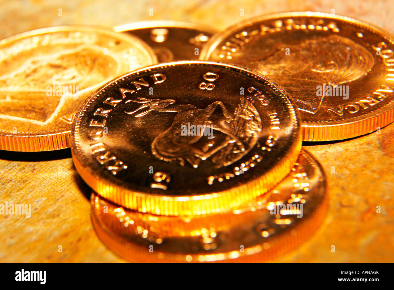 Krugerand 1 oz. pure gold coins Stock Photo - Alamy