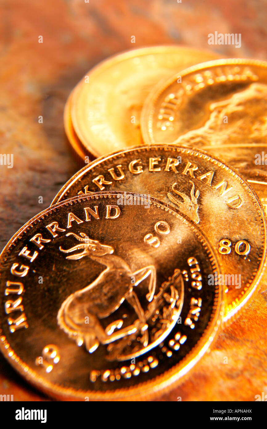 Krugerand 1 oz. pure gold coins Stock Photo - Alamy