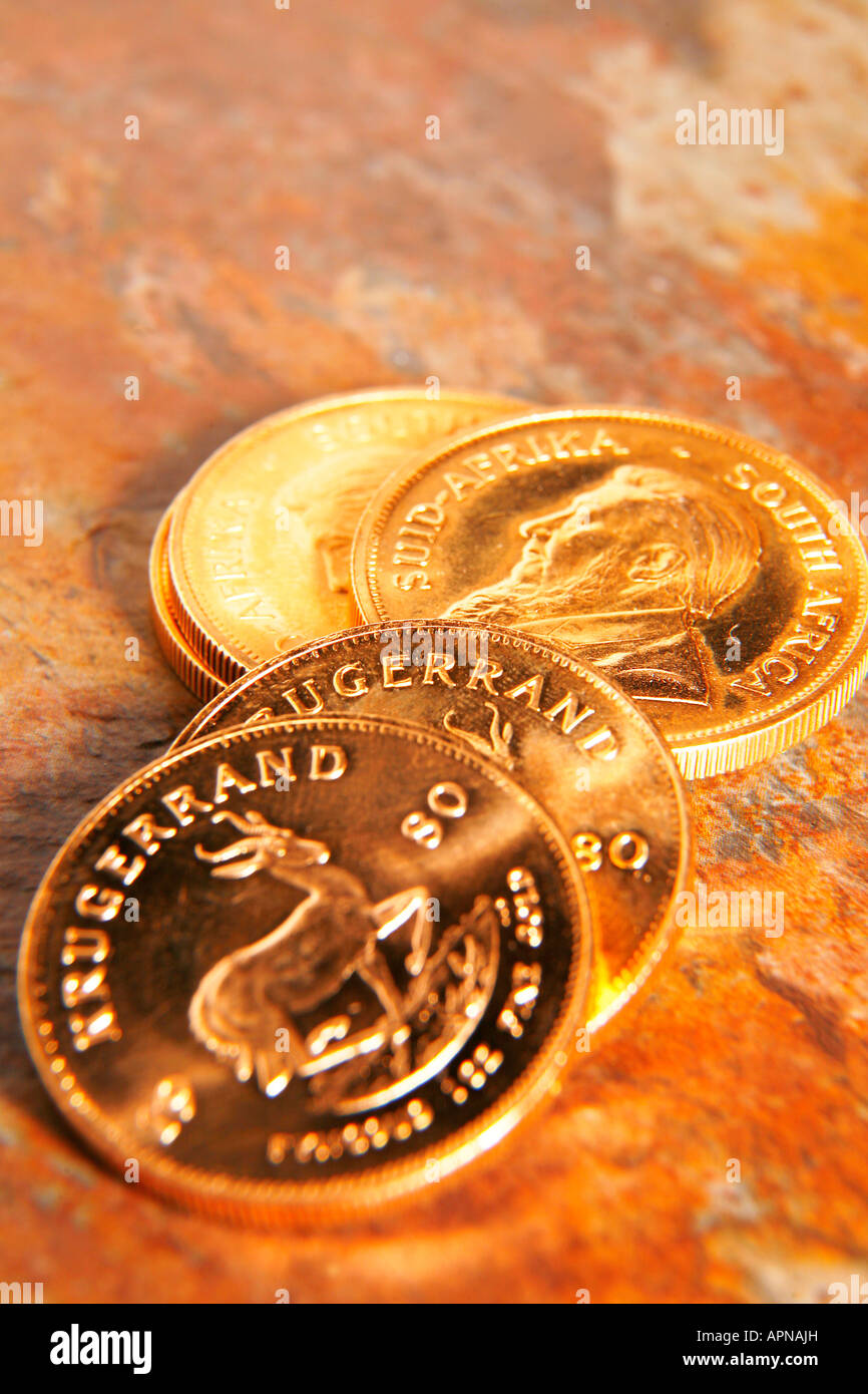 Krugerand 1 oz. pure gold coins Stock Photo - Alamy