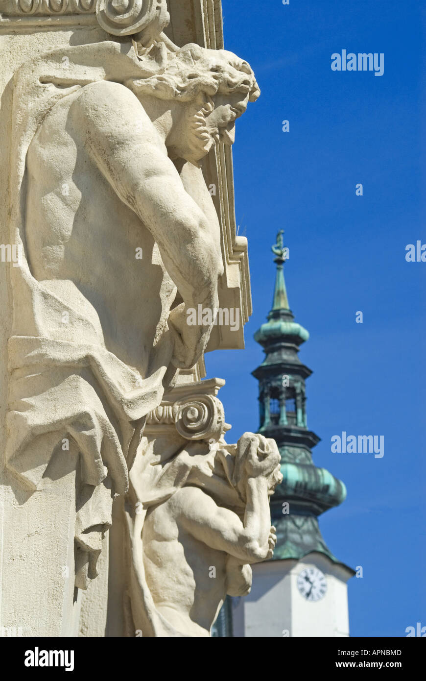 Bratislava, Slovakia. Statues on house front in Michalska street and ...