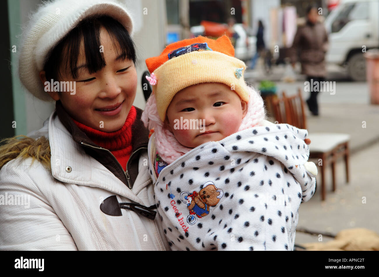 Smiling and friendly Chinese people in the streets of Nanjing Stock ...