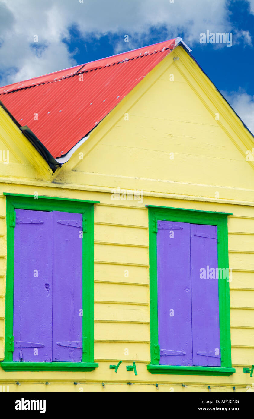 Colorful Caribbean colors of building in St Johns Antigua in the ...
