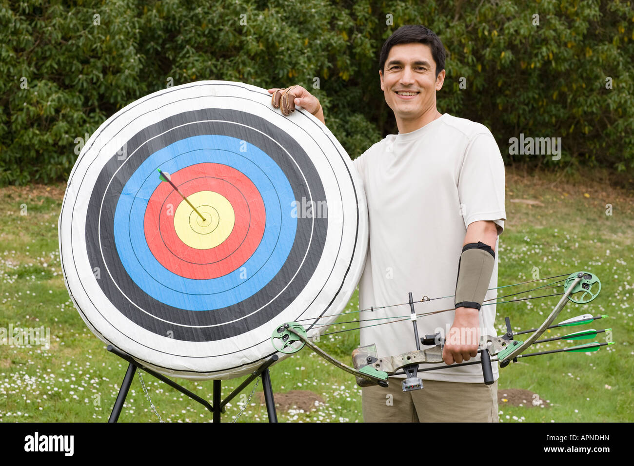 Male archer by target (portrait Stock Photo - Alamy