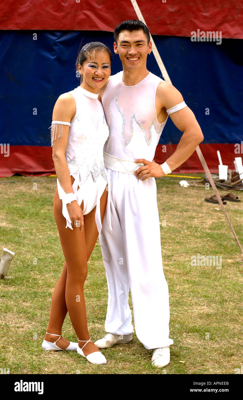 portrait of a young couple of circus performers Stock Photo - Alamy