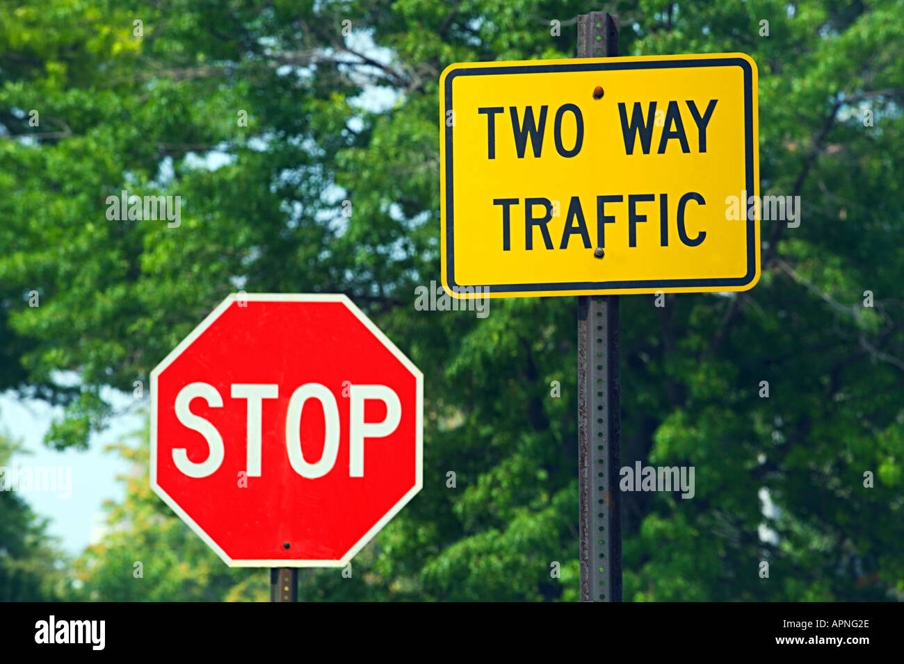 Pole with two signs hi-res stock photography and images - Alamy