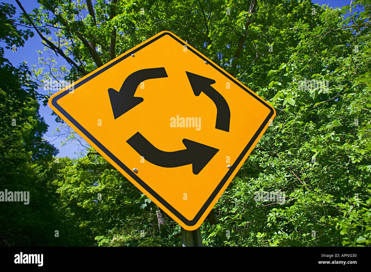 Traffic circle sign Stock Photo - Alamy