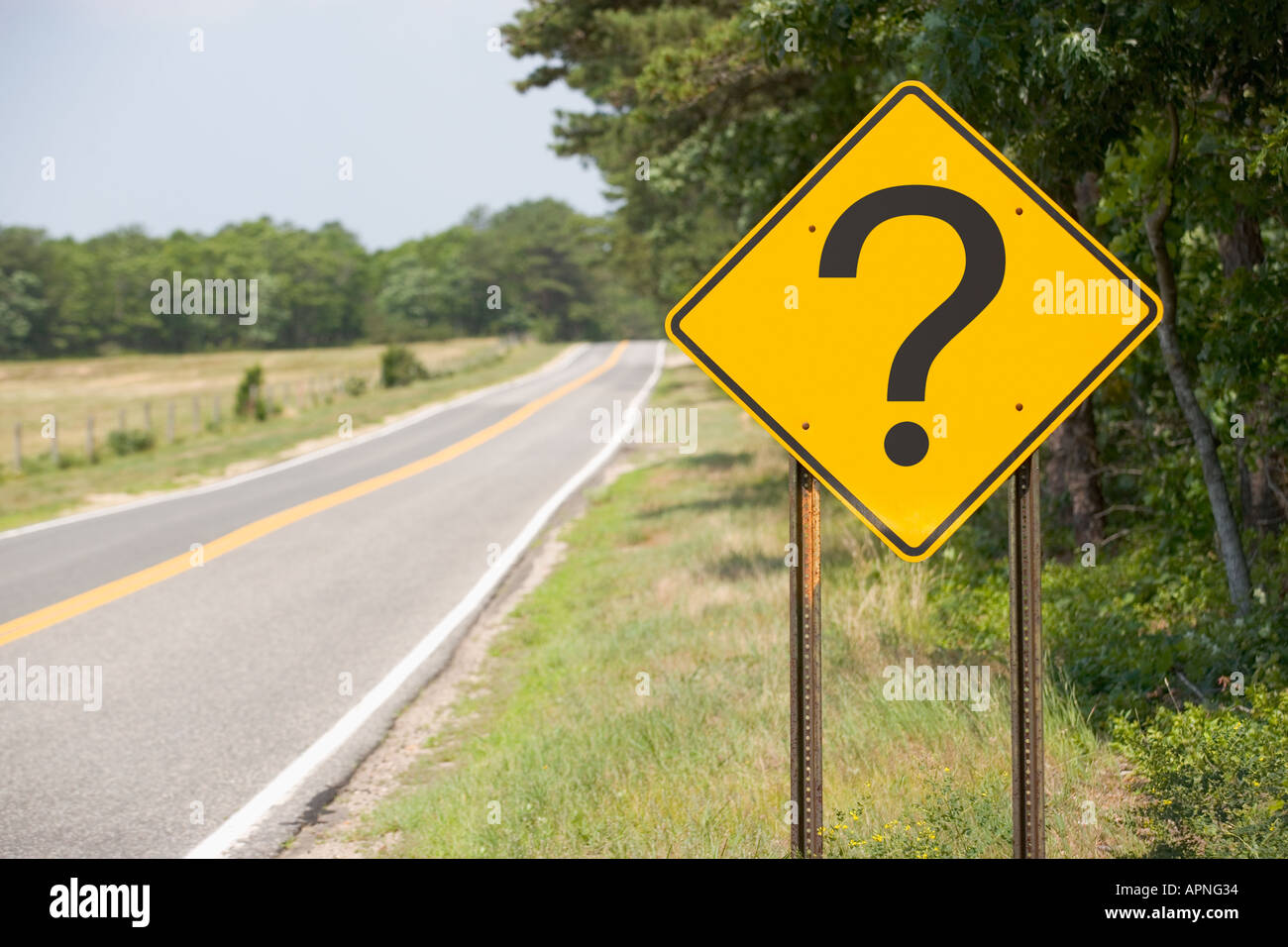Road sign with a question mark Stock Photo - Alamy