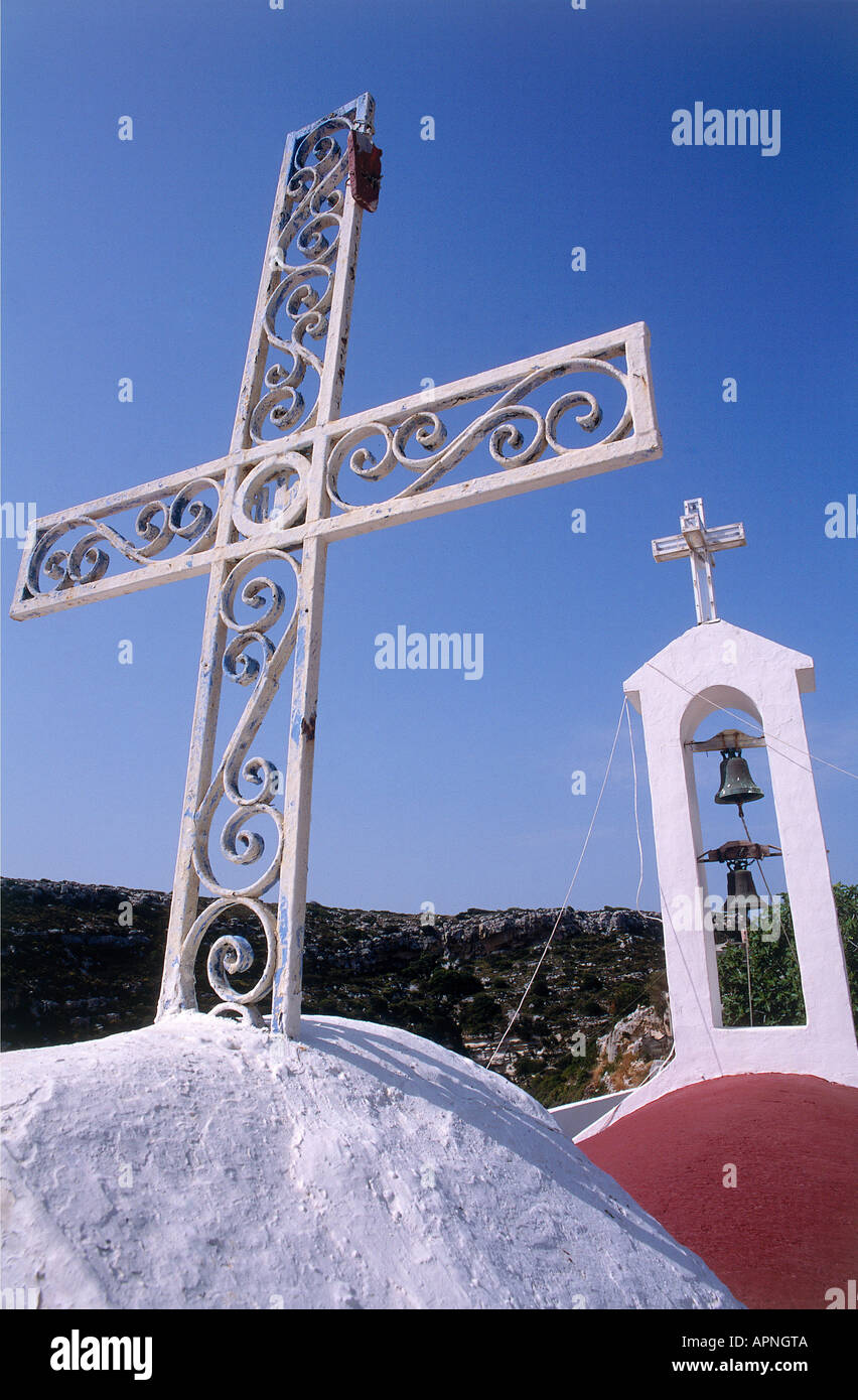 Crosses on the skyline at the tiny hillside Faneromenis Monastery near ...