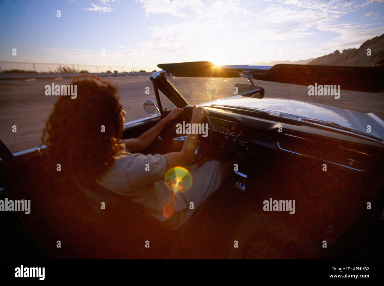 DRIVING A CONVERTIBLE ROUND CALIFORNIA Stock Photo - Alamy