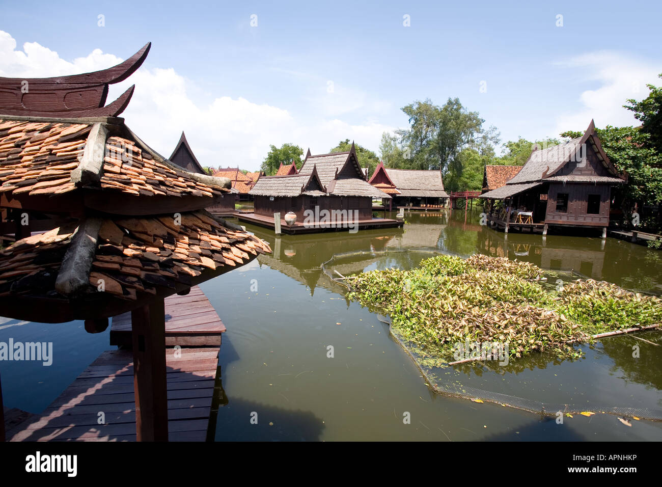 Thailand wooden frame houses over water on stilts Stock Photo - Alamy