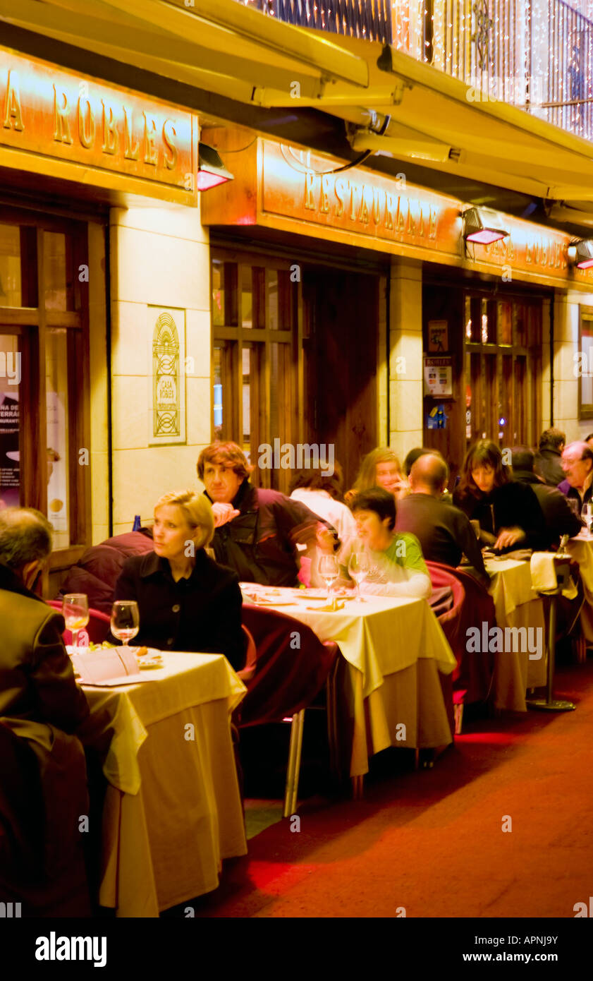 Night dinner at the upscale Casa Robles Restaurant in downtown Seville ...