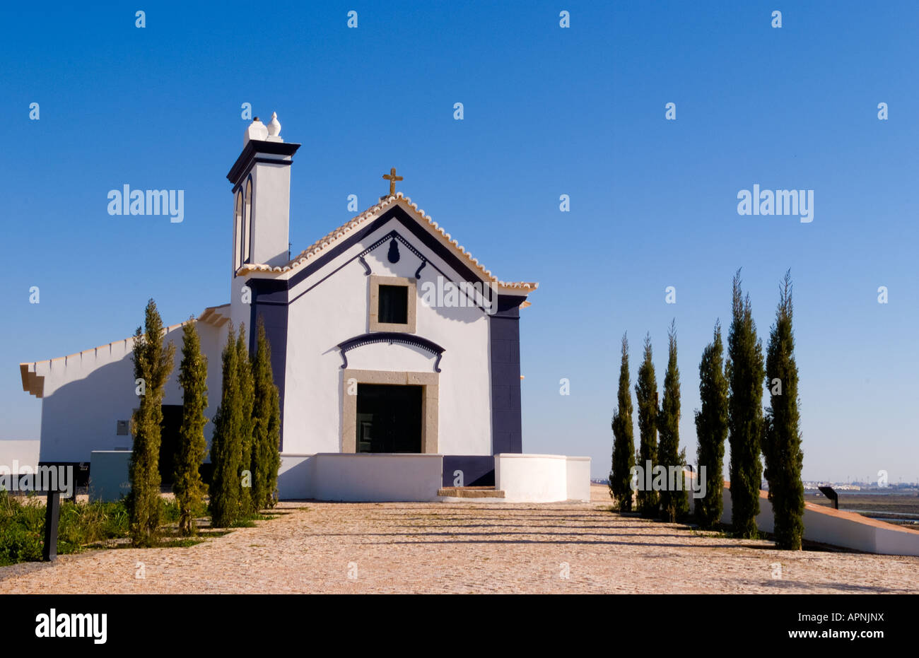 Small church on the coast of Portugal next to Spain in village of ...
