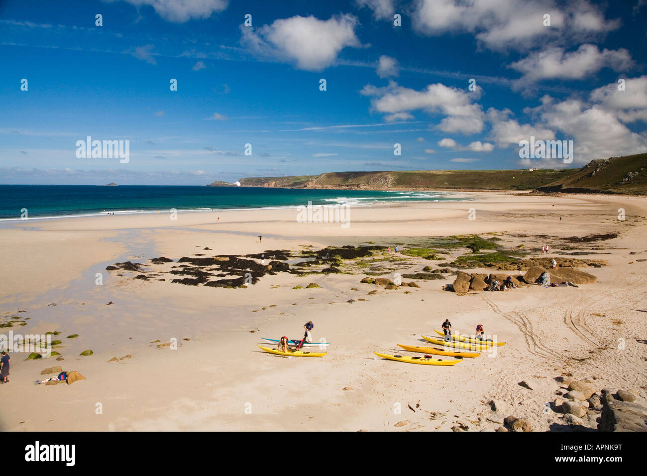 Sennen Beach, Sennen Cove, West Cornwall, England, Surf Ski's Stock ...