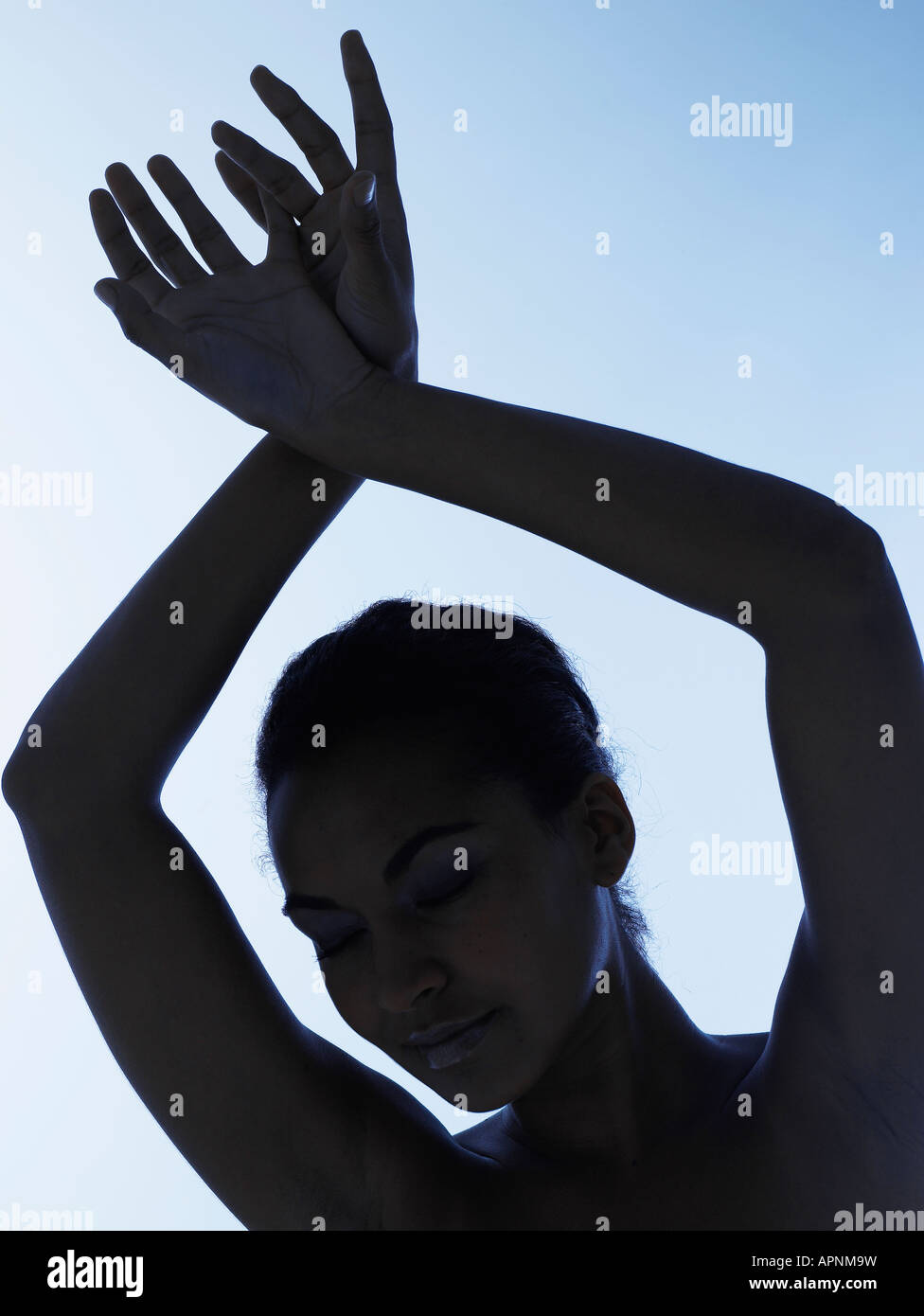 Silhouette woman profile back lighting hi-res stock photography and ...