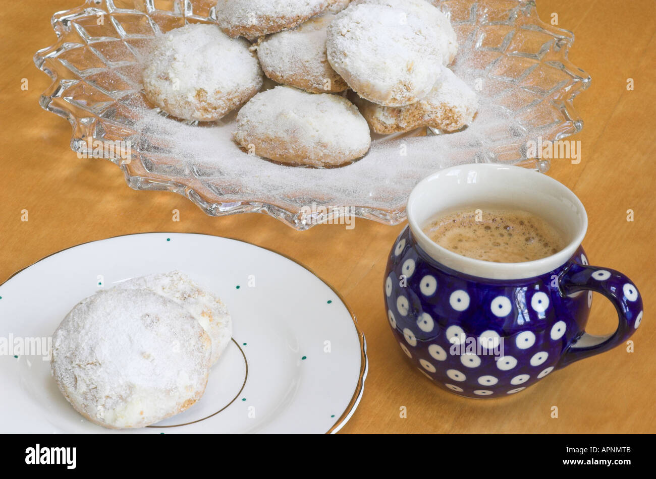 Traditional Greek Kourabiethes shortbread biscuits Stock Photo - Alamy