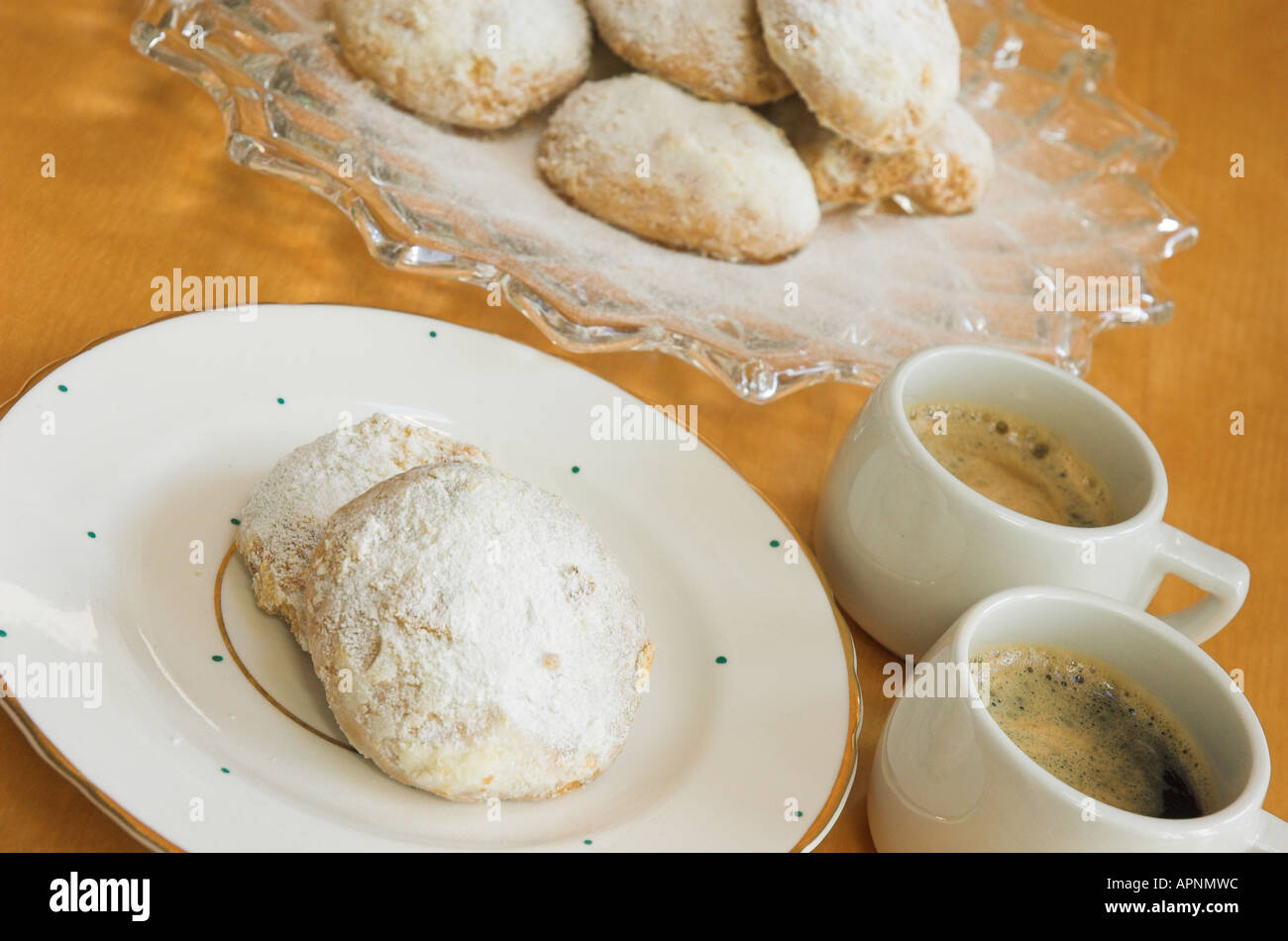 Traditional Greek Kourabiethes shortbread biscuits Stock Photo - Alamy