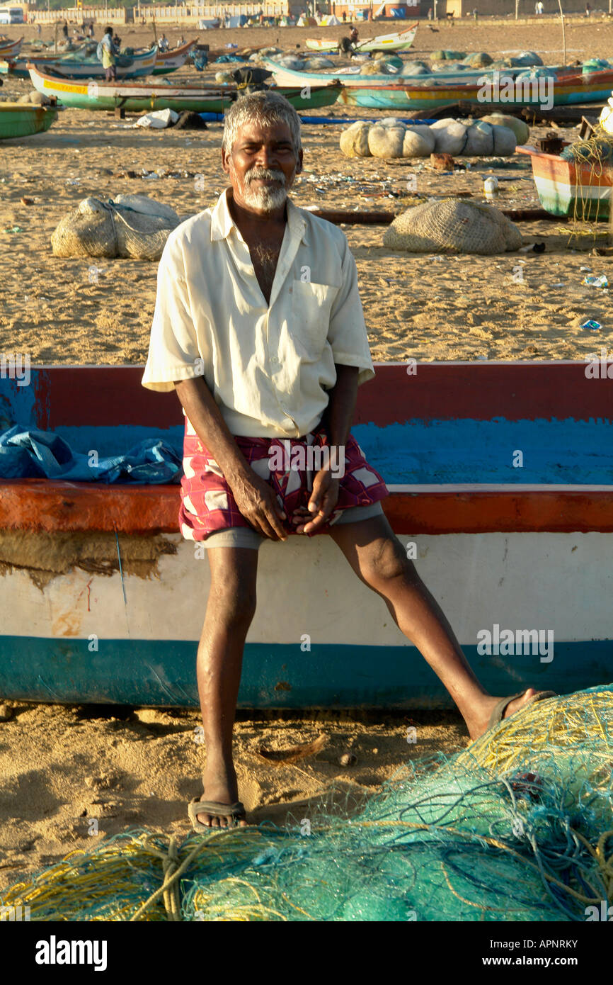 indian fisherman on the beach at chennai Stock Photo - Alamy