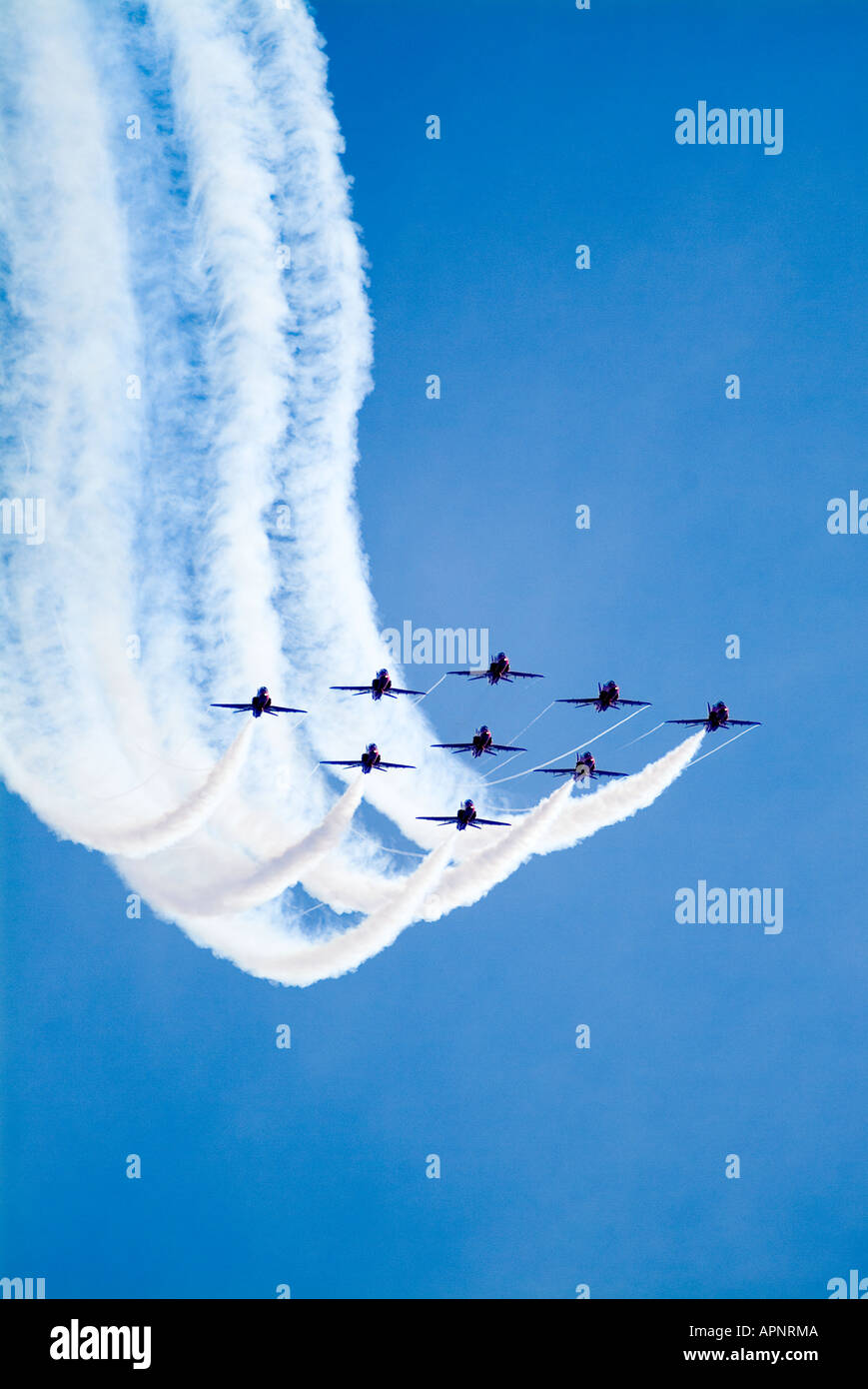 Red Arrow formation with smoke trails Stock Photo - Alamy