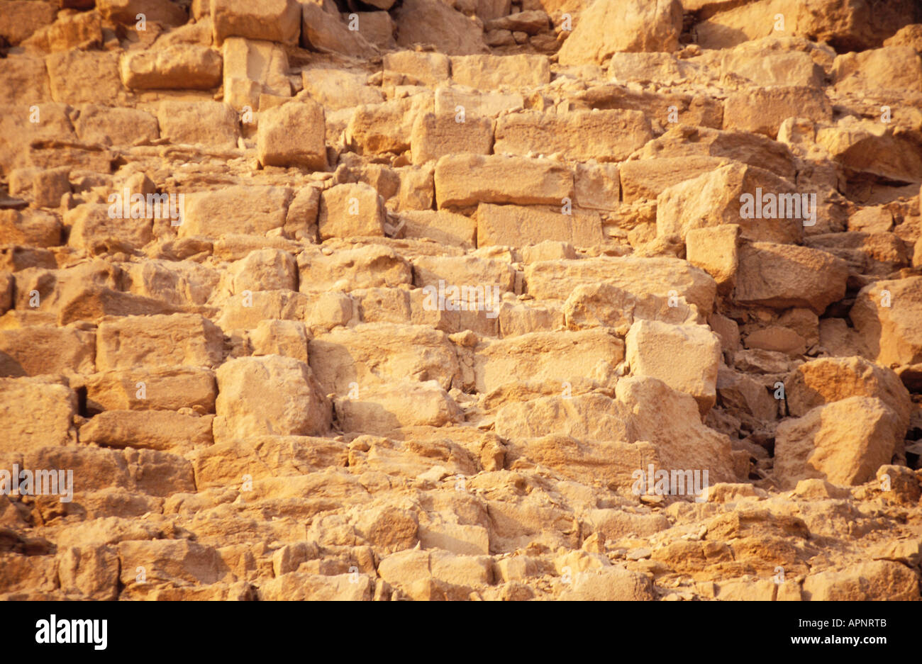 Detail of the Pyramid of Menkaure at the Pyramids of Giza showing the ...