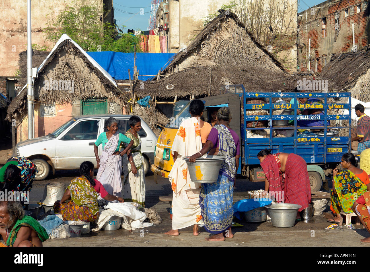 scene at the local fish market in the fishermans quarter chennai Stock ...