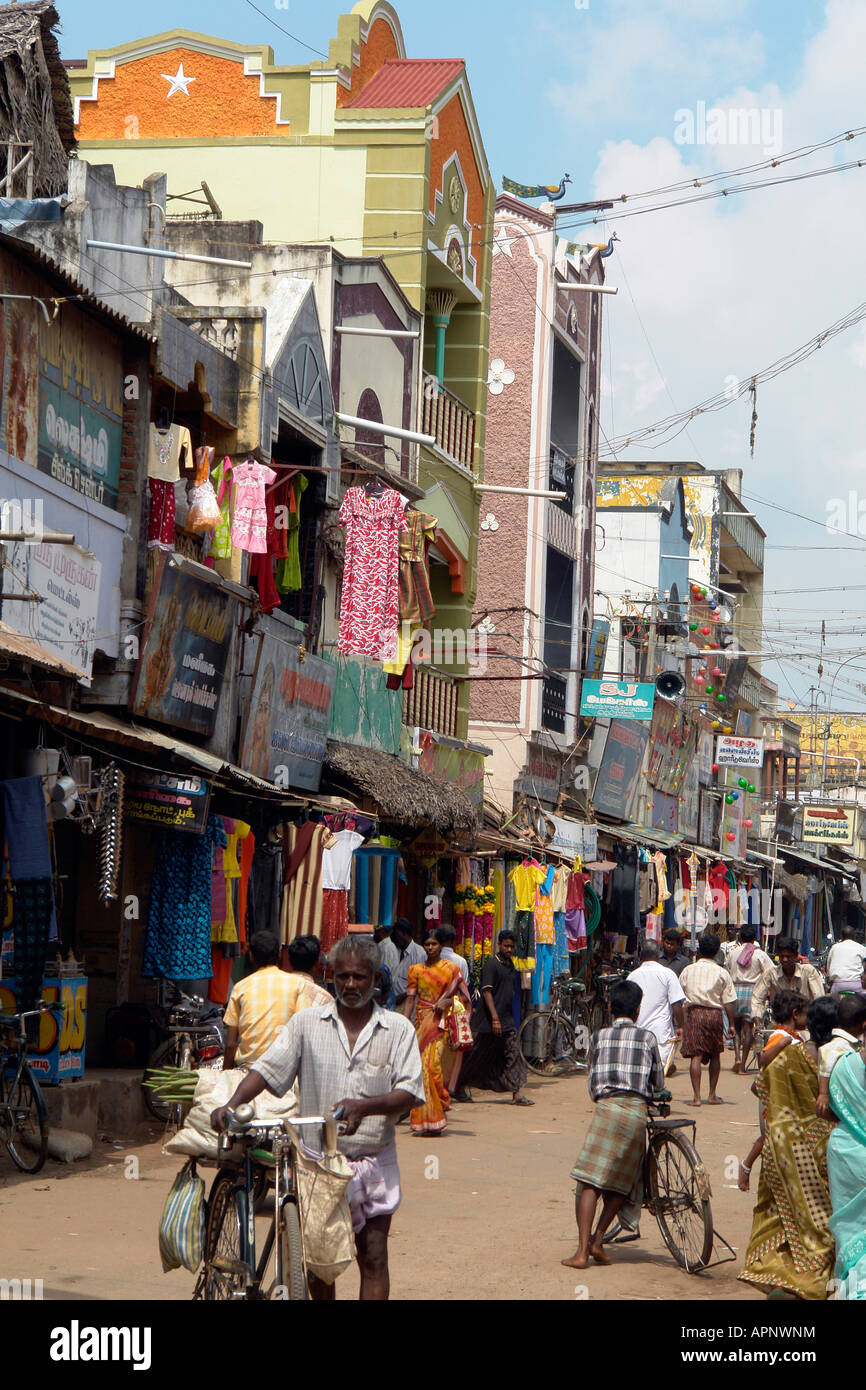 indian village market street near trichy Stock Photo - Alamy