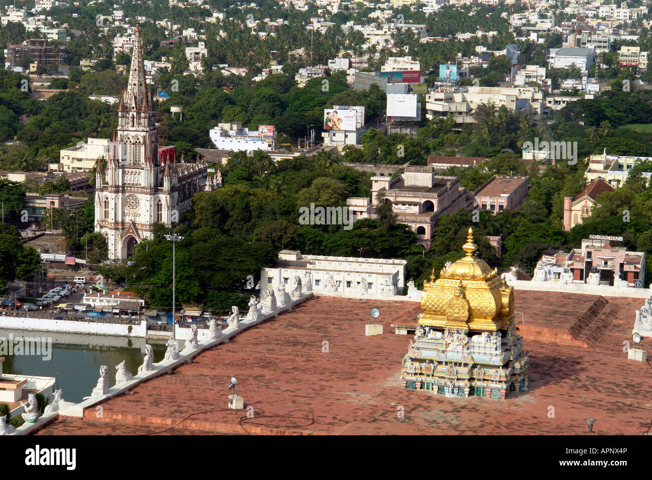 view from the top of the rock fort temple trichy Stock Photo - Alamy