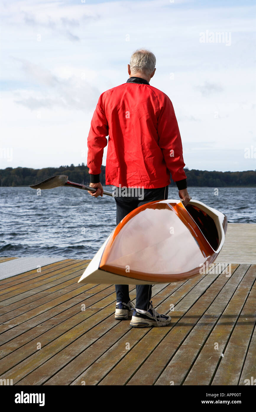 Rear view of a man kayaking hi-res stock photography and images - Alamy