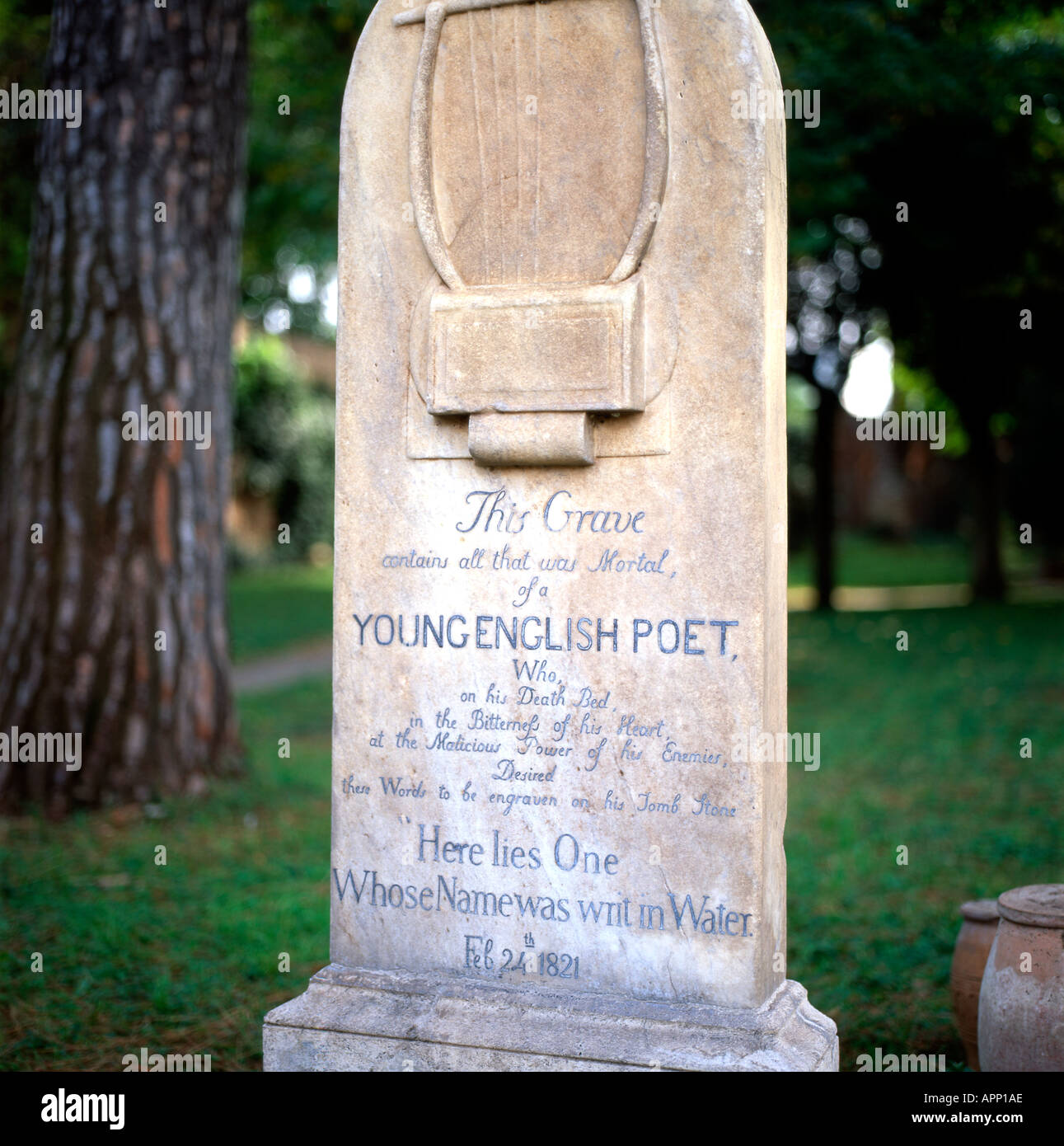 John Keats grave stone in Rome Italy Stock Photo - Alamy