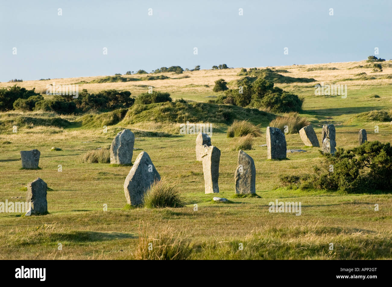 The Hurlers bronze age stone circles Bodmin Moor Cornwall England UK ...