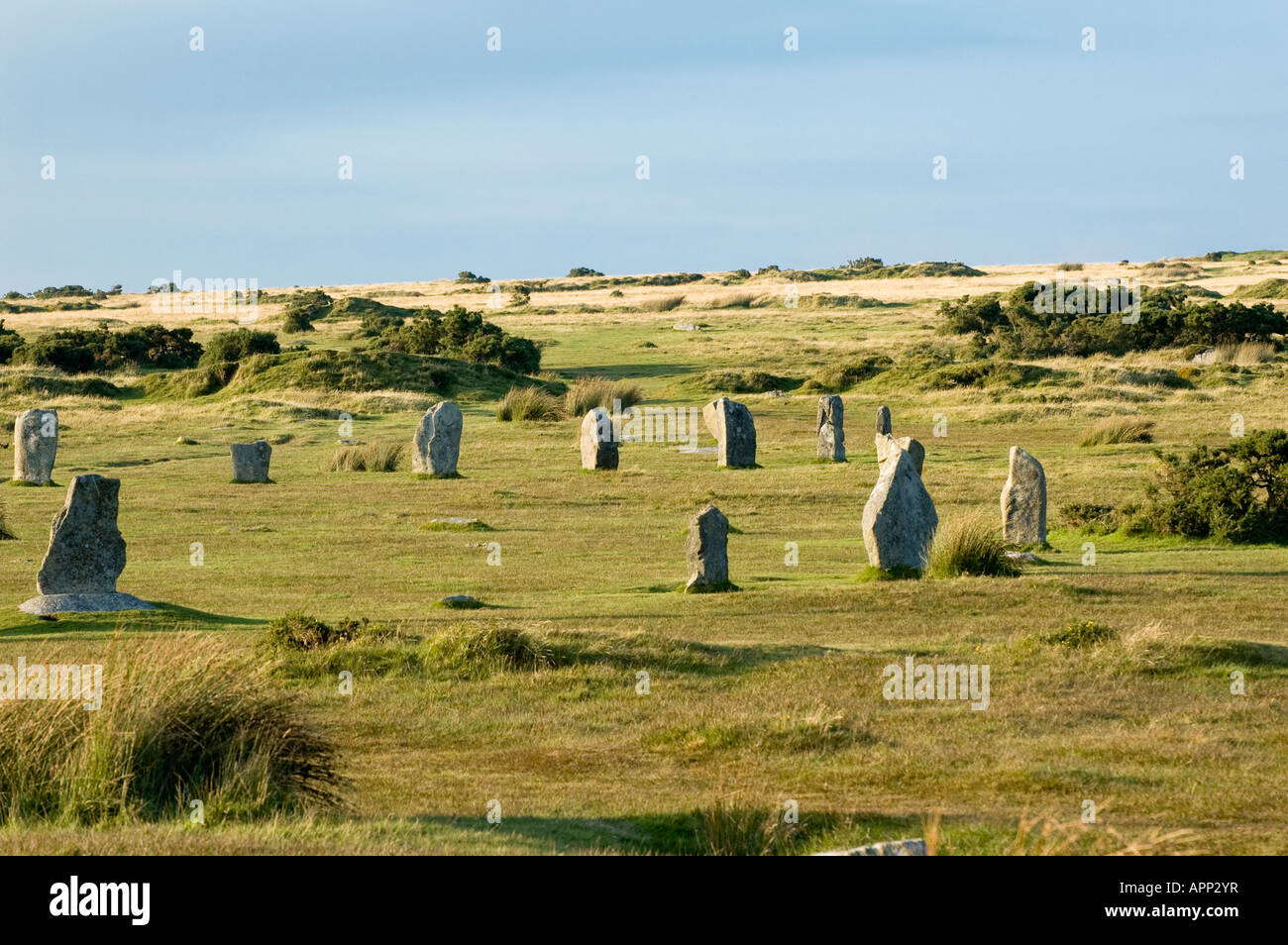 The Hurlers bronze age stone circles Bodmin Moor Cornwall England UK ...