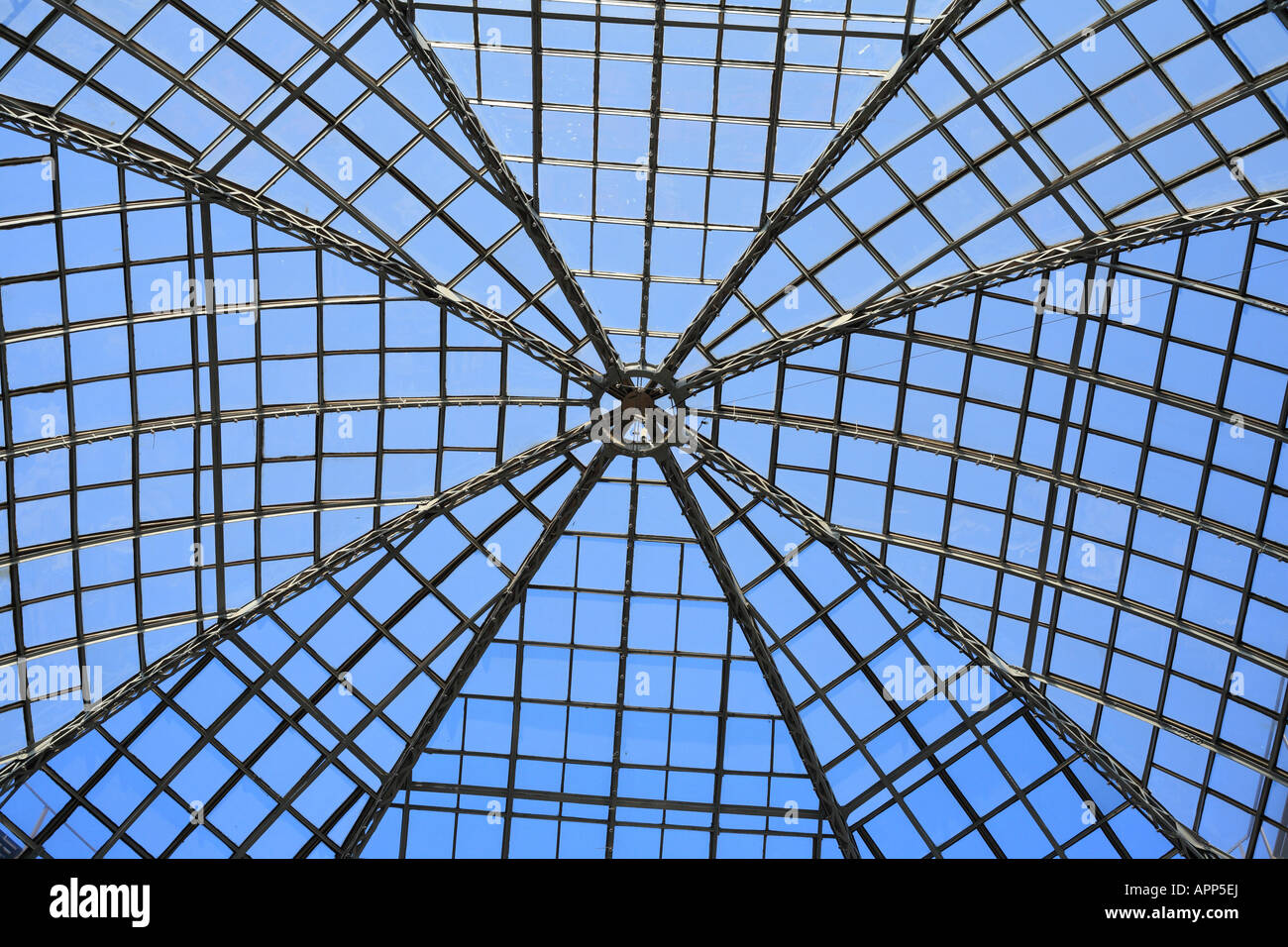 Interior with glass roof of GUM department store (19 century building ...