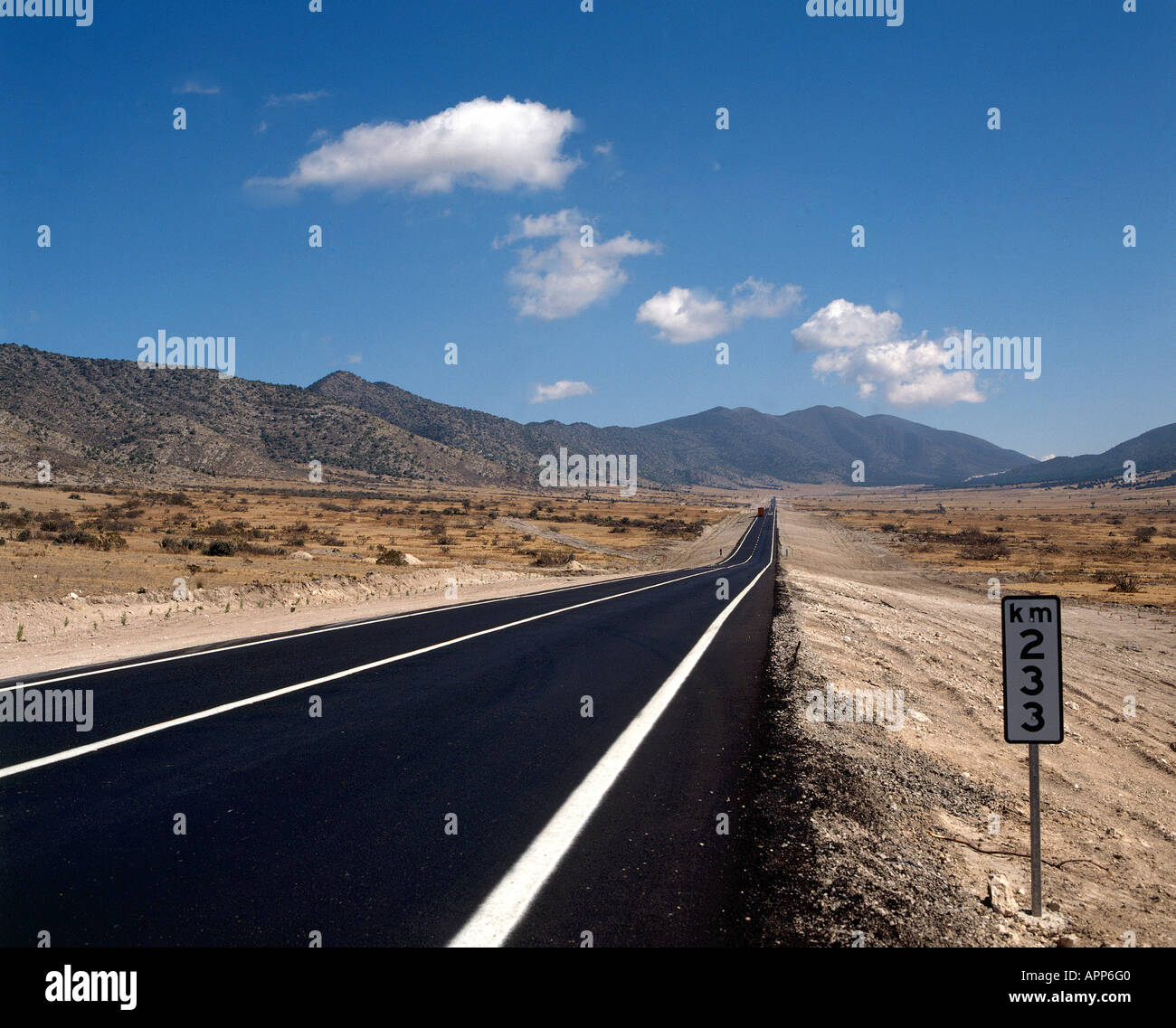 The staight Pan American Highway Route 57 south of Saltillo cutting ...