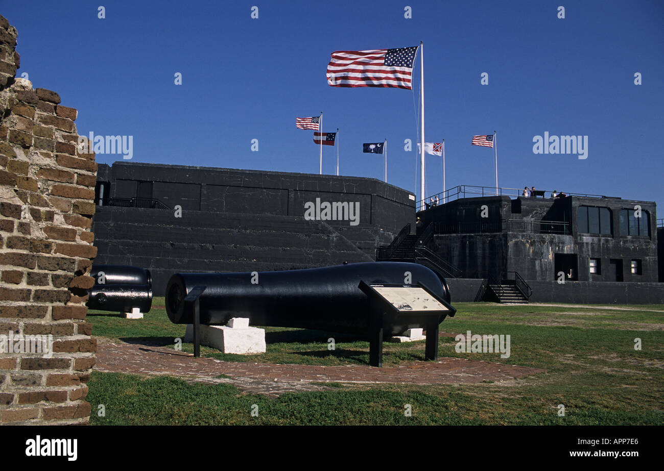 South Carolina Charleston Fort Sumter National Monument cannon display ...