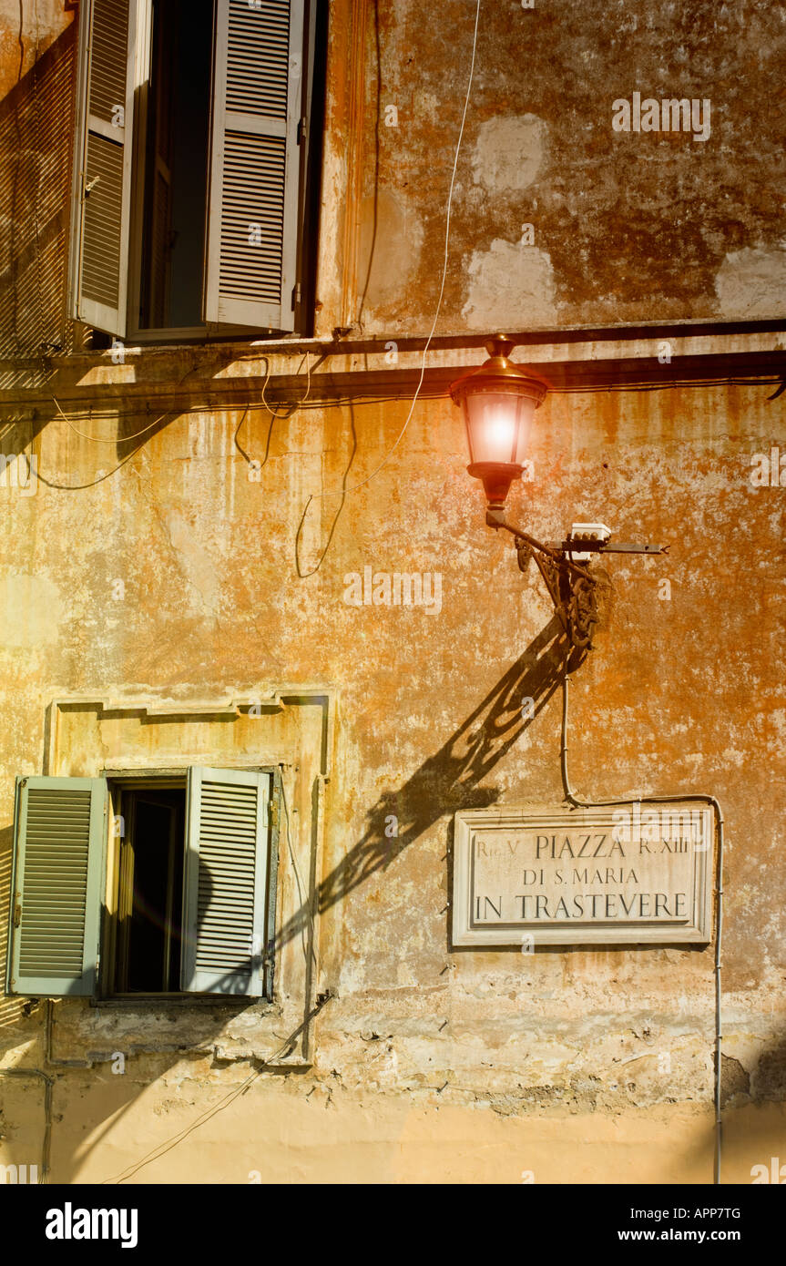 Roman Street light in Trastevere area of Rome, Italy, with Jalousie ...