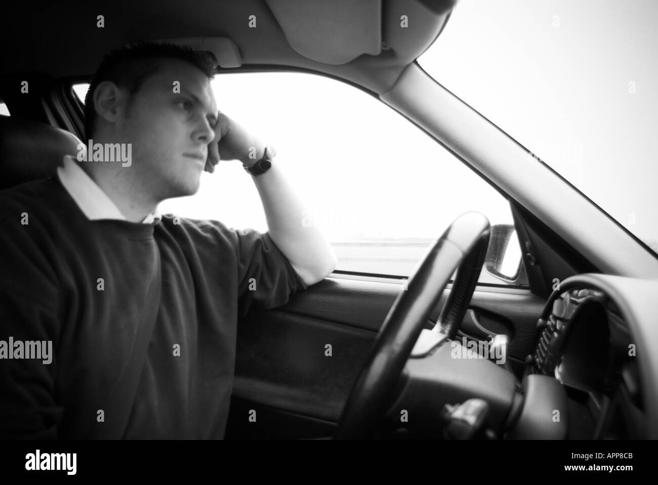 board boring car journey traffic jam motorist frustrated frustration road work long drive ...