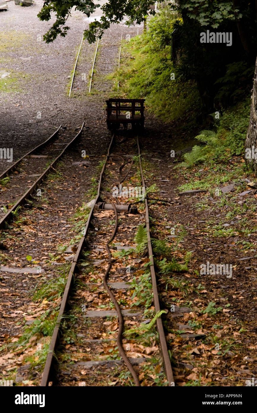 Old rope tramway at National Slate Museum Llanberis North Wales Cymru ...