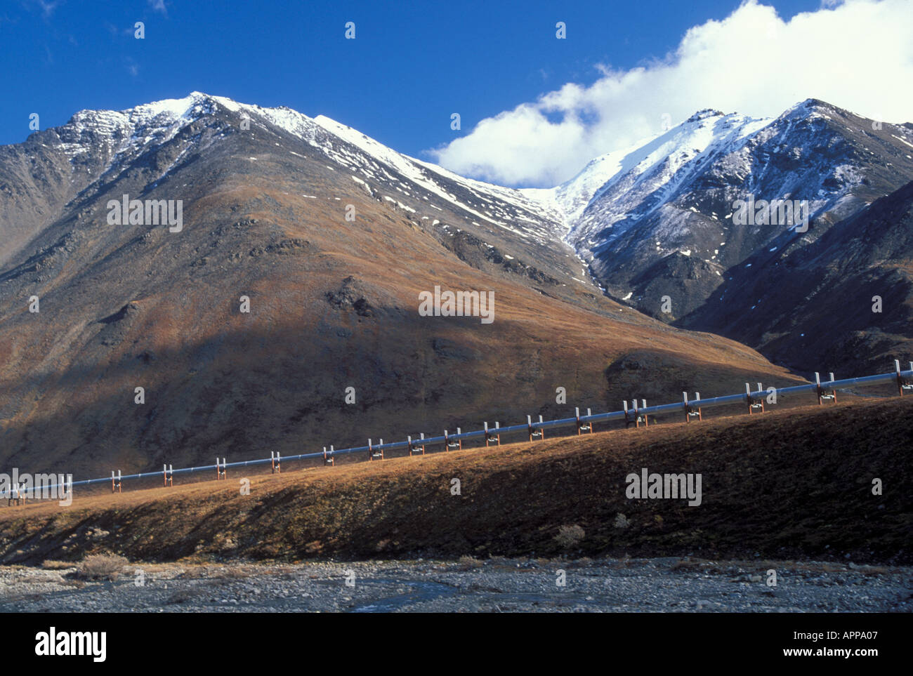 Trans Alaska Oil Pipeline at Atigun Pass in Brooks Range N Alaska Stock ...