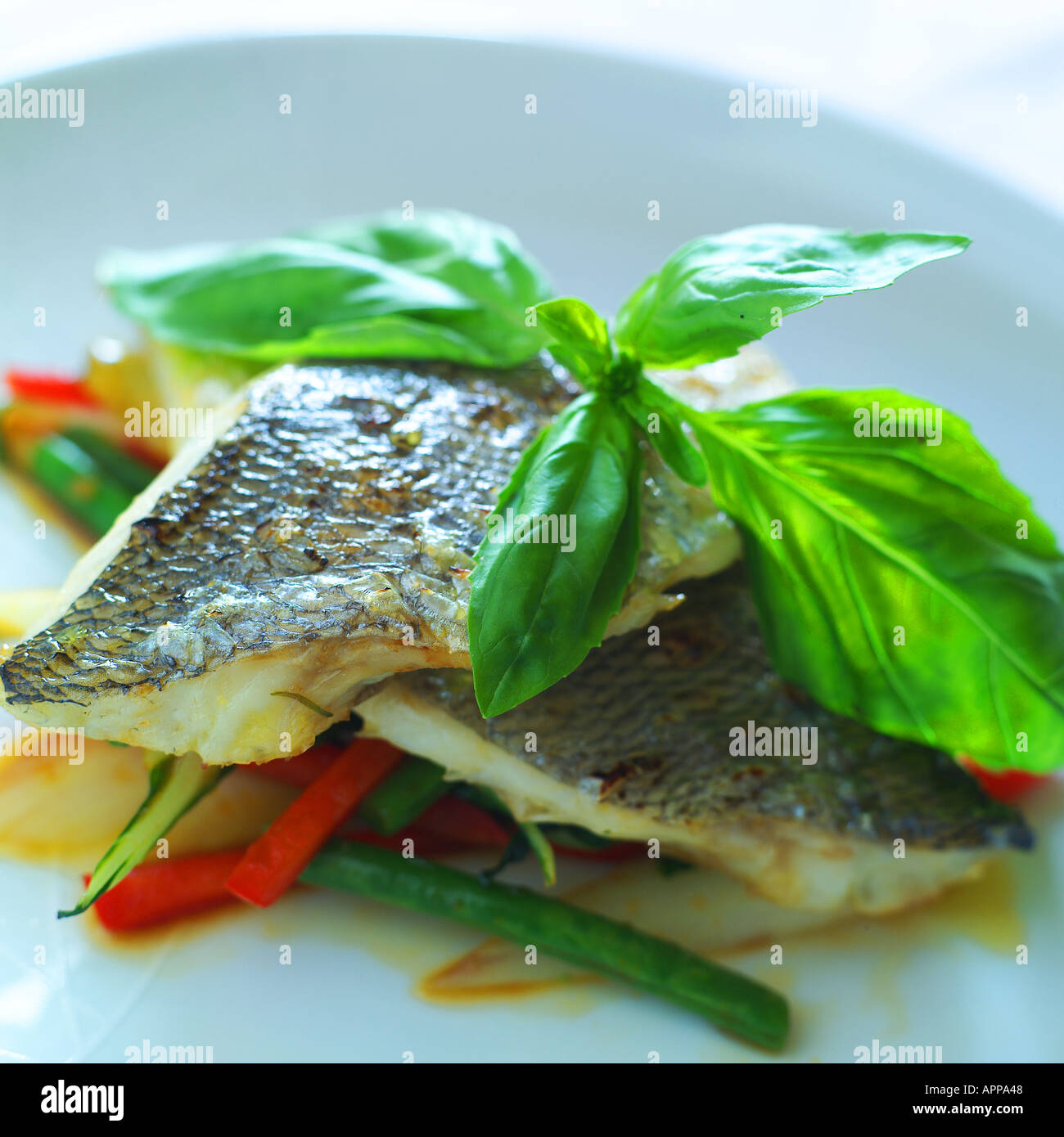 Grilled fish with vegetables Food Stock Photo - Alamy