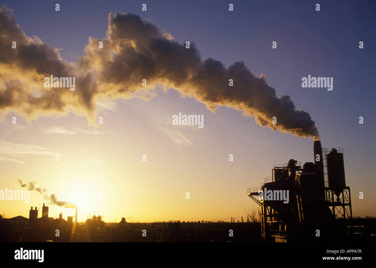 Smoke billowing out of tower Stock Photo - Alamy