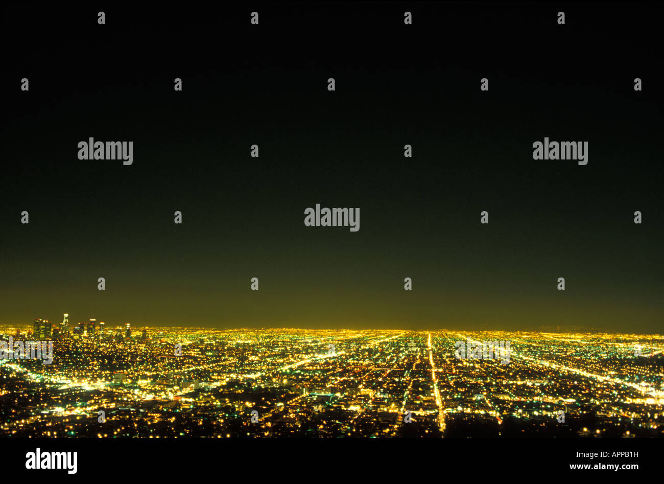 Skyline of Los Angeles at night California USA Stock Photo - Alamy