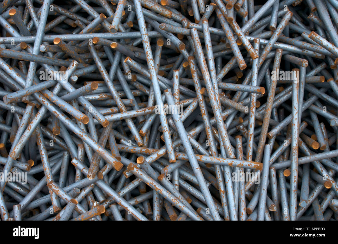 Cut steel rods in the storage yard of steel processing plant Stock ...