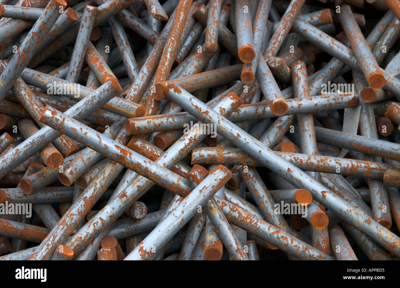 Cut steel rods in the storage yard of steel processing plant Stock ...