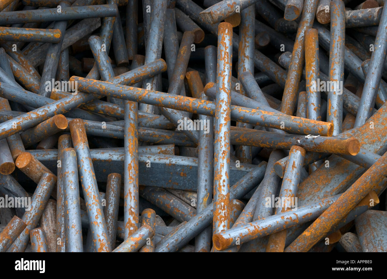 Cut steel rods in the storage yard of steel processing plant Stock ...