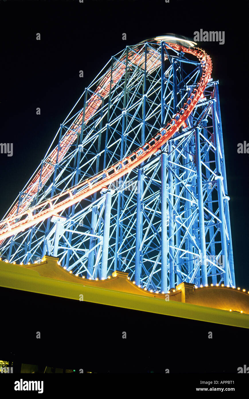 The Pepsi max Big One Blackpool s huge roller coaster lit at night ...