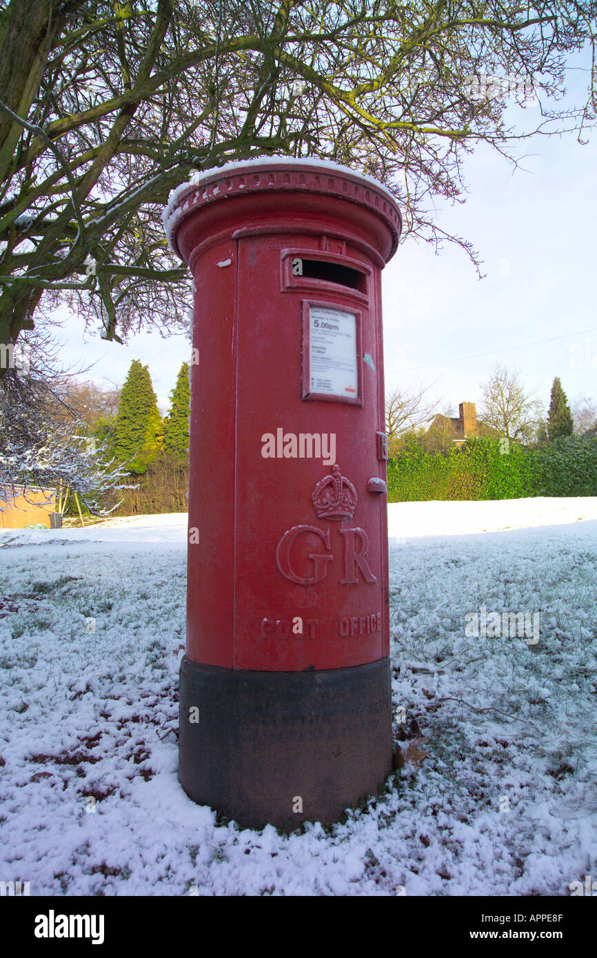 Post Pillar boxes in the Snow Stock Photo - Alamy