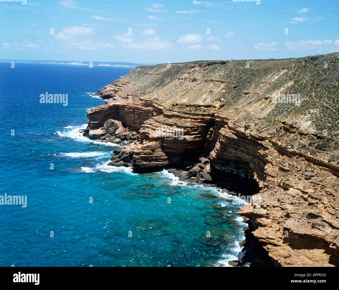 View of the cliffs which demonstrate the powers of erosion on the ...