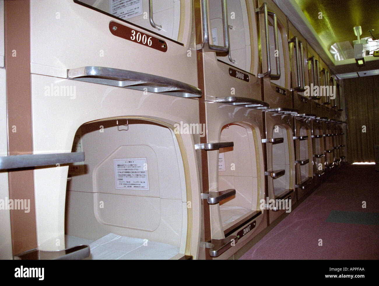 Interior of Japanese Capsule or Pod hotel in Tokyo Stock Photo - Alamy